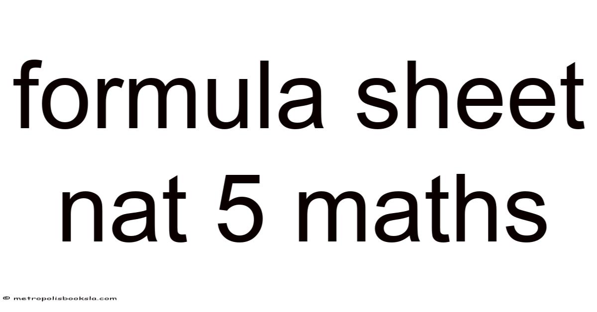 Formula Sheet Nat 5 Maths