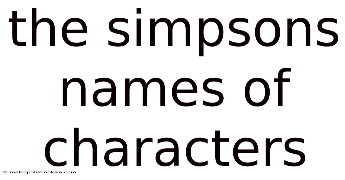 The Simpsons Names Of Characters